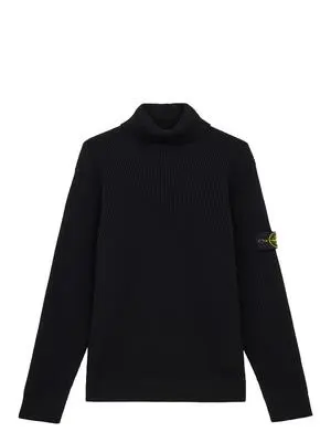 Stone Island Ribbed Wool Pullover - Black
