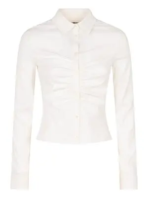 Balenciaga Ruched Cotton Shirt - White