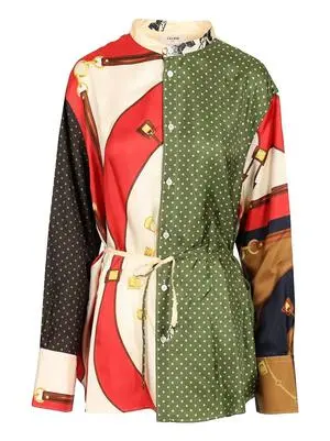 Celine Loose-fitting Shirt In Printed Silk Twill - Multicolor
