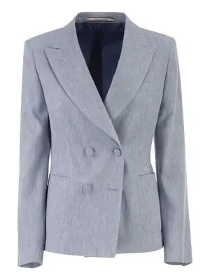 Tagliatore Linen Blend Blazer - Blue