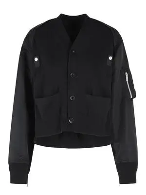 Sacai Cotton Blend Cardigan - Black