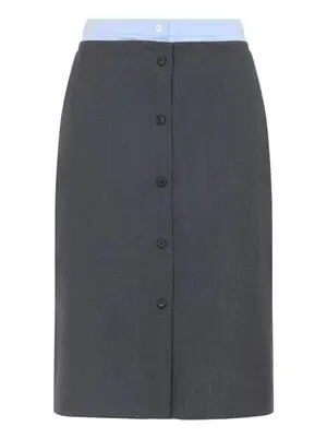 Prada Wool Midi Skirt - Blue