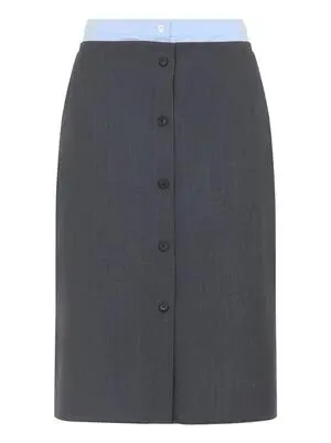Prada Wool Midi Skirt - Blue