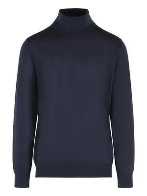 Zegna Cashmere And Silk Turtleneck Sweater - Blue