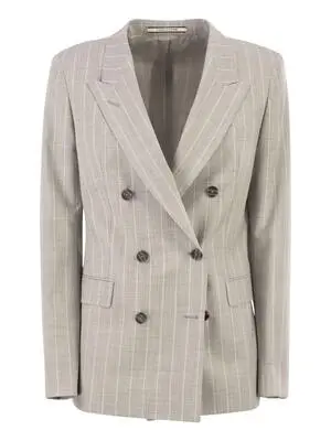 Tagliatore Double-breasted Pinstripe Blazer - Cream