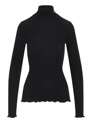 Prada Ribbed Knit Turtleneck Top - Black