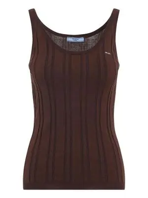 Prada Prada Ribbed Knit Tank Top Women Brown
