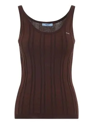 Prada Prada Ribbed Knit Tank Top Brown