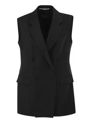 Tagliatore Linen Waistcoat - Black