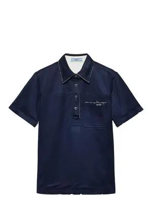 Prada Filo Di Scozia Cotton Polo Shirt - Blue