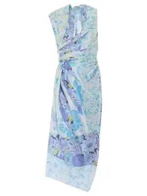 MAISON MARGIELA Floral Motif Wrap Dress - Blue