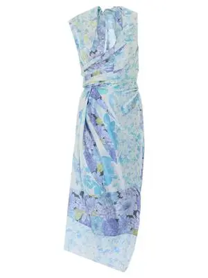 MAISON MARGIELA Floral Motif Wrap Dress - Blue