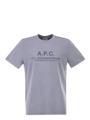 A.p.c. Organic Cotton T-shirt With Logo Print - Blue