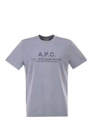 A.p.c. Organic Cotton T-shirt With Logo Print - Blue