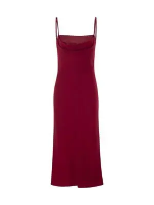Max Mara Long Dress With Draped Neckline - Red