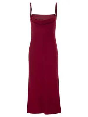 Max Mara Long Dress With Draped Neckline - Red