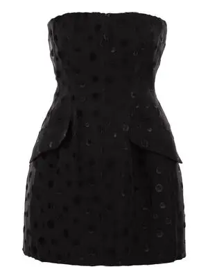 Sportmax Flocked Silk Bustier Mini Dress - Black