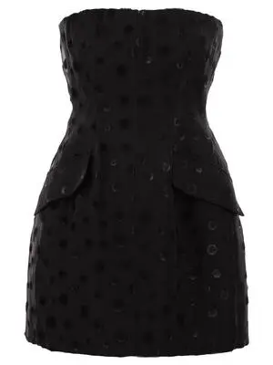 Sportmax Flocked Silk Bustier Mini Dress - Black