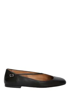 JIL SANDER Leather Ballet Flats - Black