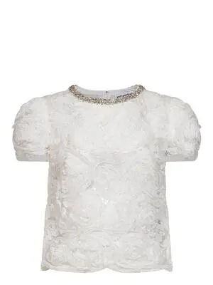 SELF-PORTRAIT Sequin Tulle And Lace Top - Multicolor