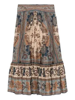 Zimmermann Ascension Tiered Midi Skirt - Blue