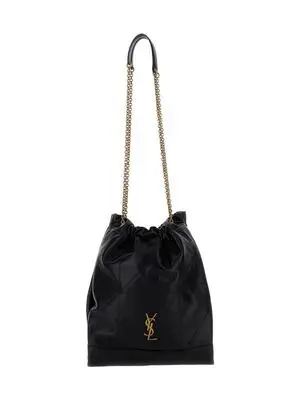 Saint Laurent Crossbody Bag 'jamie 4.3 Pochon' With Cassandre Plate On Front In Black Leather For - Multicolor