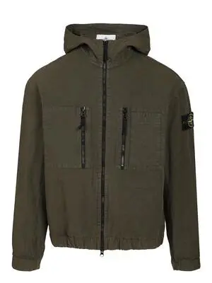 Stone Island Organic Cotton Ripstop Hooded Overshirt Gray