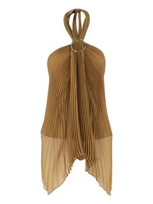 Max Mara Max Mara Pleated Halter Top With Ring Detail Multicolor