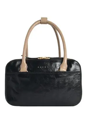 Marni Small 'boxyne' Bag In Black Brown And Taupe Leather - Multicolor