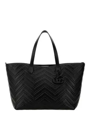 Gucci Leather Large Gg Marmont Shopping Bag - Black