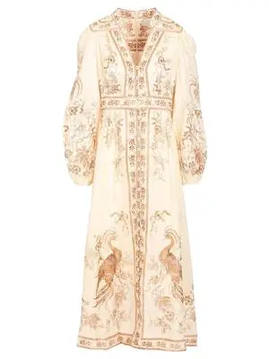 Zimmermann Indra Plunge Midi Dress - Multicolor