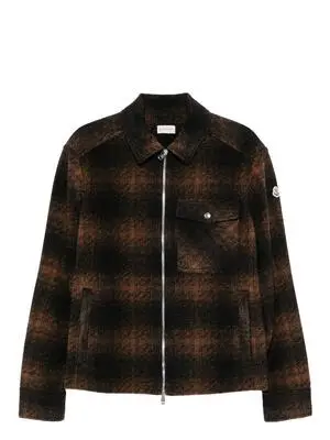 Moncler MONCLER Check Pattern Shirt Jacket Brown