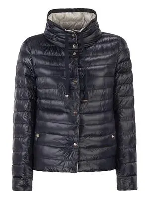 Herno Reversible Ultra-light Nylon Down Jacket With Funnel Neck - Blue