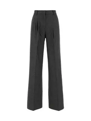 Andamane Dark Grey Twill Wide-leg Nathalie Pant - Gray