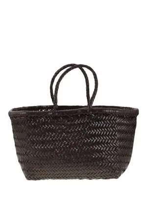 Dragon Diffusion Triple Jump Small Woven Leather Bag - Brown
