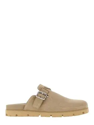 Prada Calf Leather Buckled Sandals - Cream