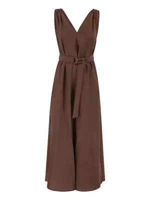 Brunello Cucinelli Techno Cotton Poplin Belted Dress - Brown