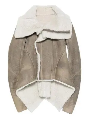 Rick Owens Shearling Panel Asymmetric Zip Jacket - Gray