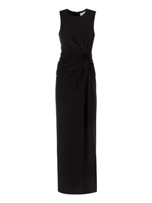 Sportmax Long Stretch Jersey Dress With Draping And Cut-out - Black
