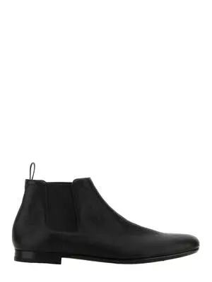 Prada Leather Ankle Boots - Black