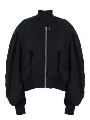 Rick Owens Ruffled Bomber Jacket - Black