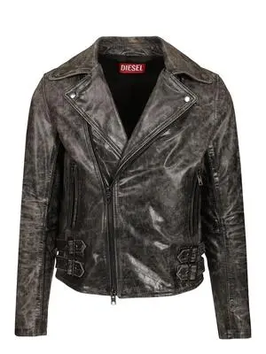 DIESEL® Leather Biker Jacket - Gray