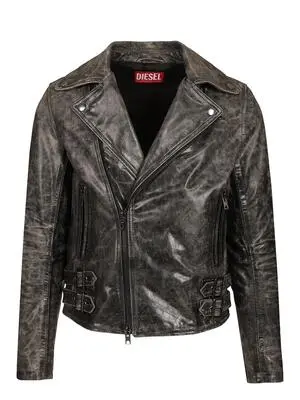 DIESEL® Leather Biker Jacket - Gray