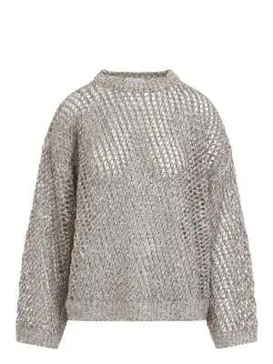 Brunello Cucinelli BRUNELLO CUCINELLI Sequined Fish-Net Sweater Multicolor