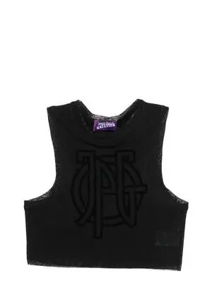 JEAN PAUL GAULTIER Logo Print Cropped Tank Top - Black