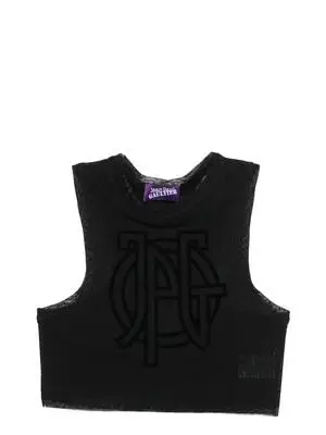 JEAN PAUL GAULTIER Logo Print Cropped Tank Top - Black