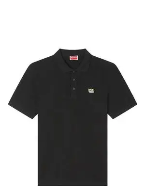 Kenzo Cotton Polo Shirt With Logo Appliqu - Black