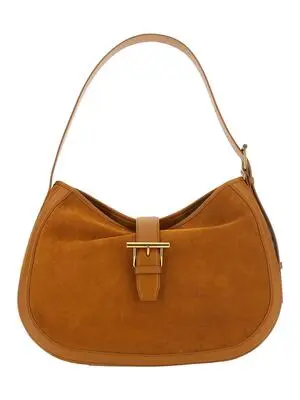 Alexander McQueen Shoulder Bag With Adjustable Shoulder Strap And T Buckle Closure On The Front In Suede - Brown