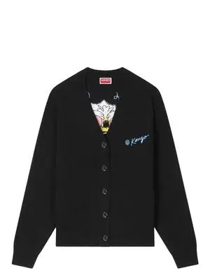 Kenzo Wild Tiger Wool And Cotton Cardigan - Black