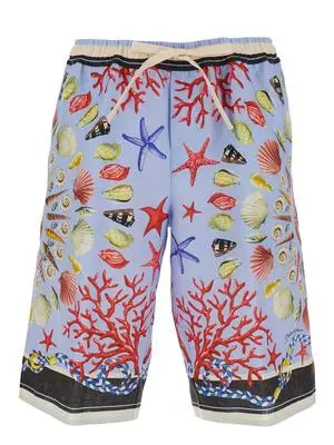 Dolce & Gabbana Linen Printed Shorts - Blue